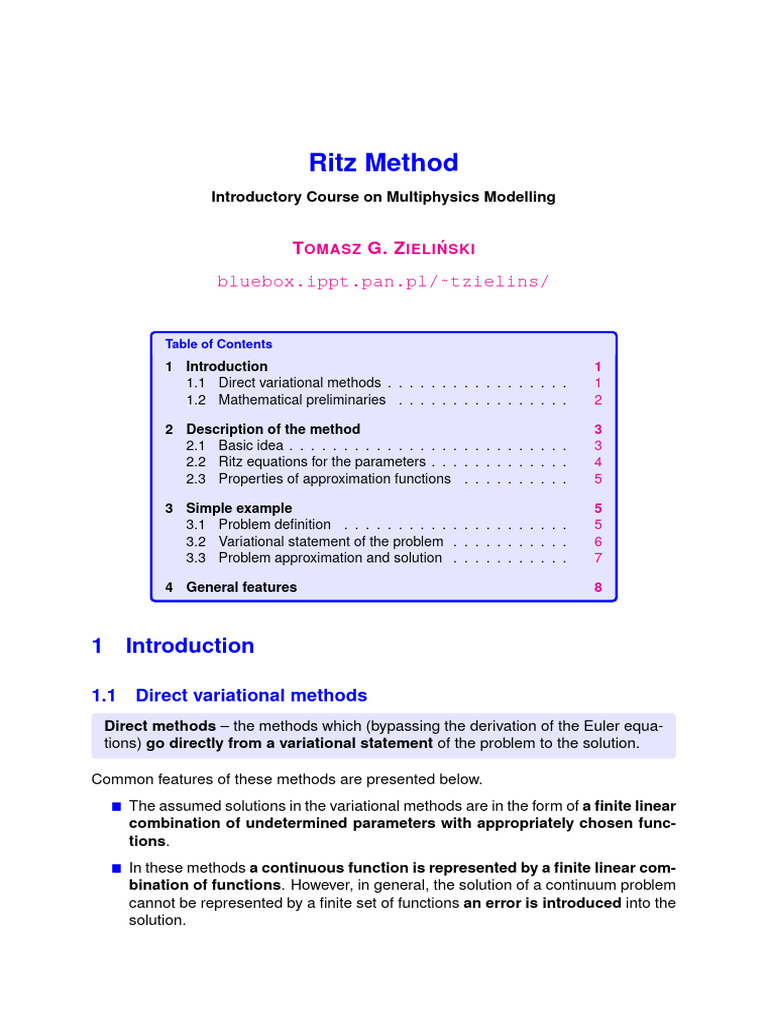 Ritz Method for Multiphysics Modelling | PDF | Calculus Of Variations ...