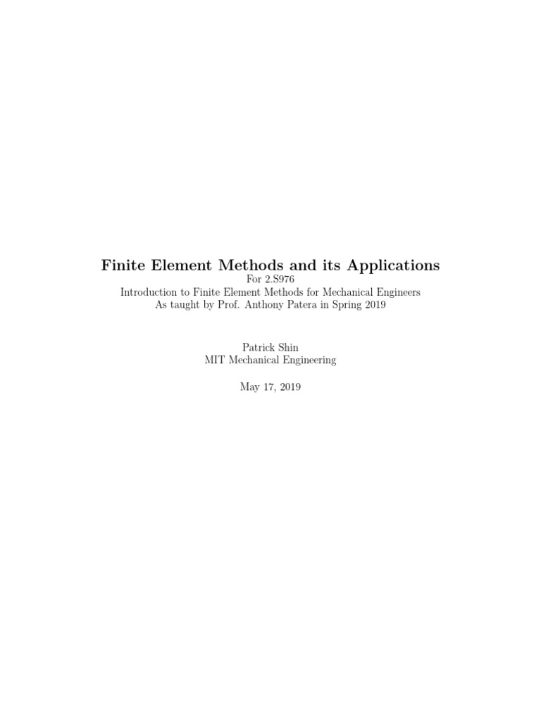 Patrick Shin Final Report | PDF | Finite Element Method | Matrix (Mathematics)