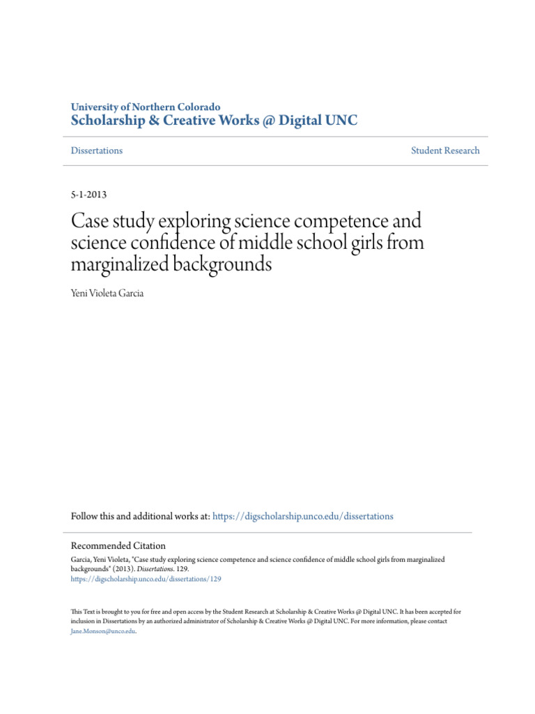 Case Study Exploring Science Competence and Science Confidence of | PDF | Science, Technology ...