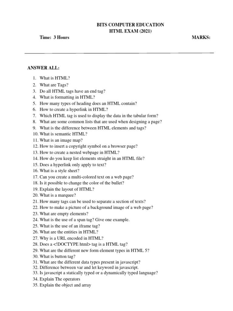 html question paper | PDF html question paper | PDF