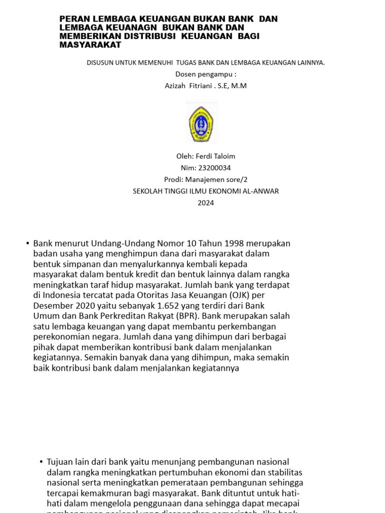 Tugas Bank Dan Lembaga Keuang-2 | PDF | Karier & Perkembangan | Bisnis