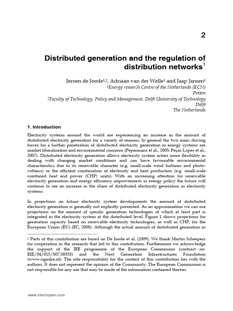 Distributed Generation and The Regulation of Distribution Networks | PDF | Distributed ...