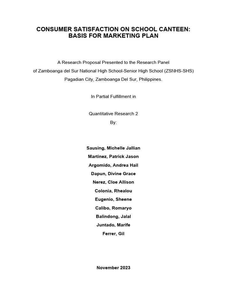 Quantitative Research Consumer Satisfaction On School Canteen Basis For ...