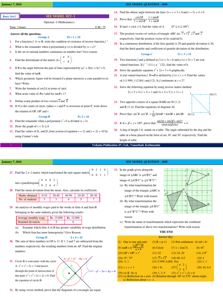 Focus On See Opt Mathematics 20240107100749 | PDF | Matrix (Mathematics ...