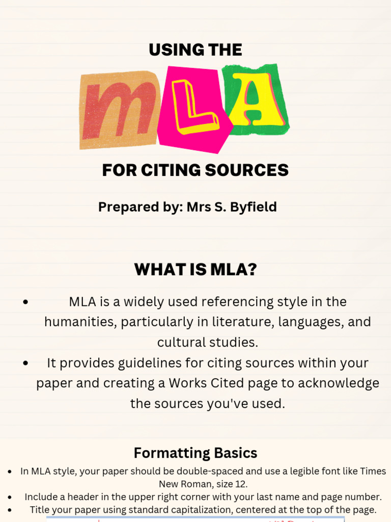 MLA Presentation | PDF | Citation | Written Communication