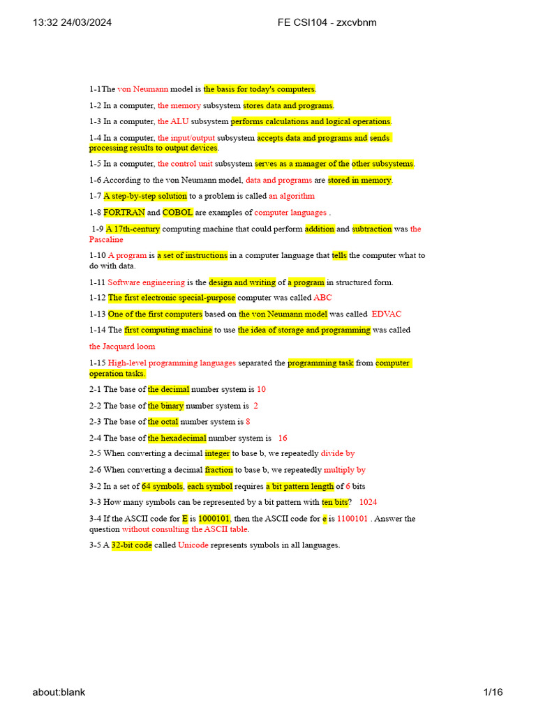 FE CSI104 - ZXCVBNM | PDF | Data Compression | Random Access Memory