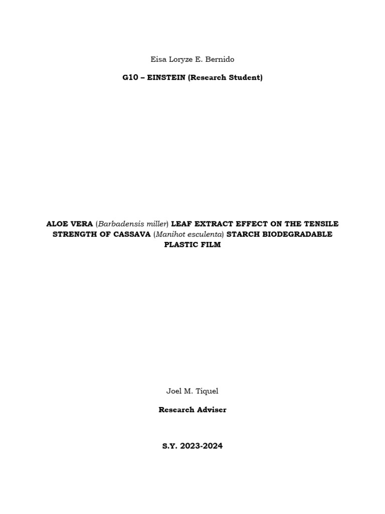 Research Plan - Draft Al&cs | PDF | Materials | Organic Polymers