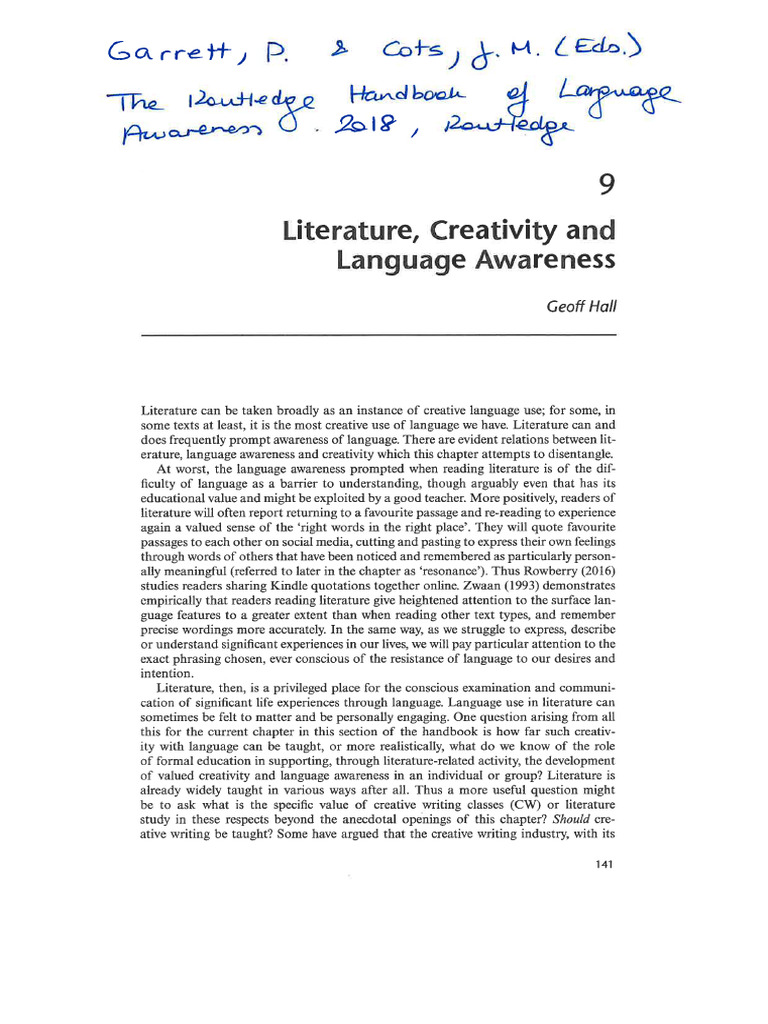 Literature, Creativity and Language Awareness | PDF