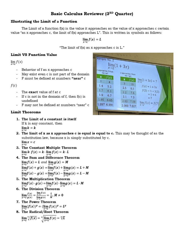 Basic Calculus Reviewer | PDF | Tangent | Exponentiation
