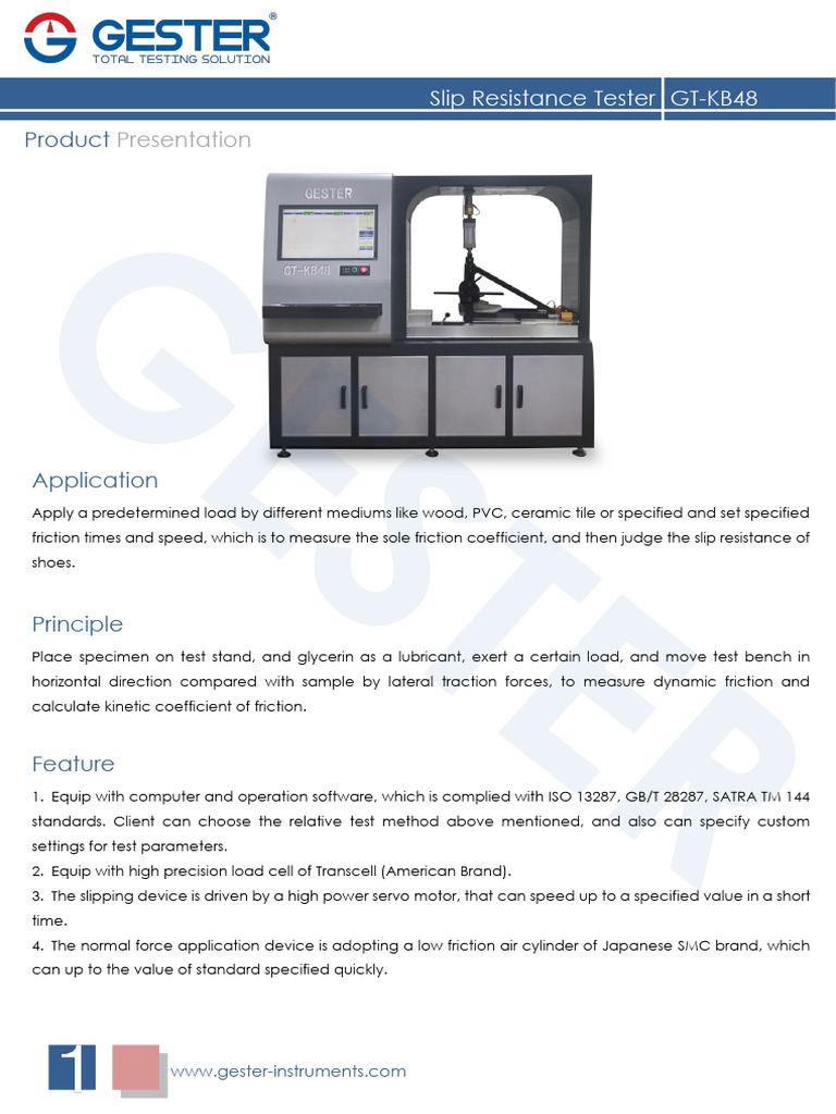 GT-KB48 Slip Resistance Tester | PDF | Friction | Mechanical Engineering