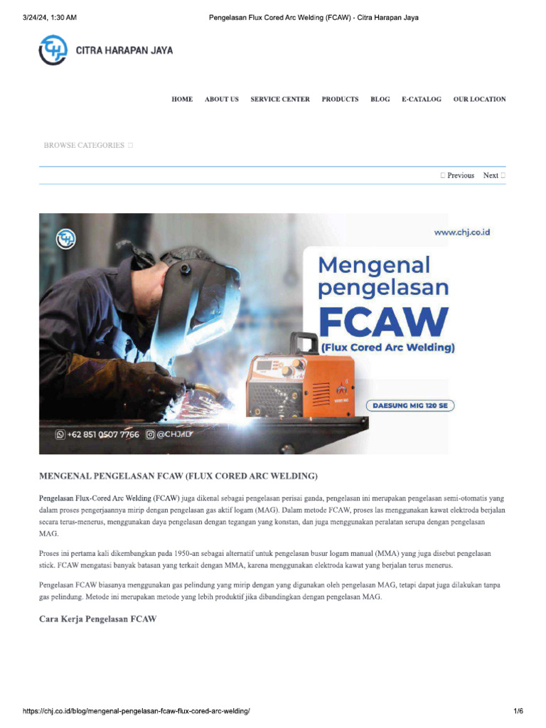 Pengelasan Flux Cored Arc Welding (FCAW) - Citra Harapan Jaya | PDF | Gases | Chemical Process ...