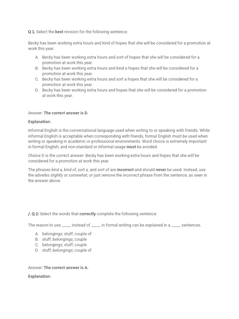 GED Flash RLA Grammar and Language (59 Questions) | PDF | Language ...