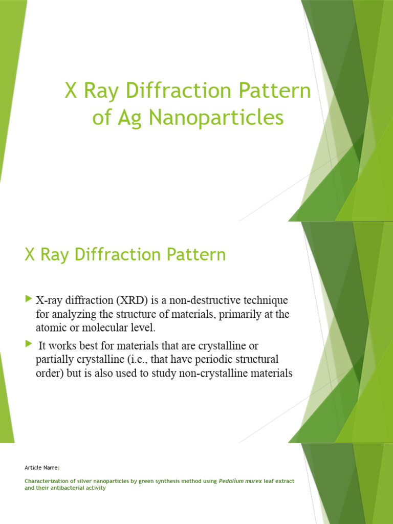 New X Ray Diffraction Pattern Of Ag Nanoparticles Pdf X Ray Crystallography Nanoparticle