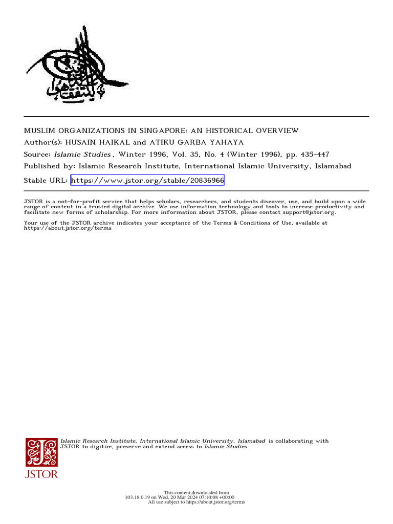 Haikal Muslimorganizationssingapore 1996 | PDF