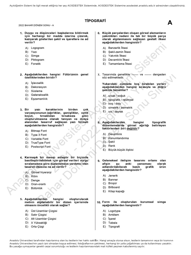 Tipografi Final Sorular | PDF