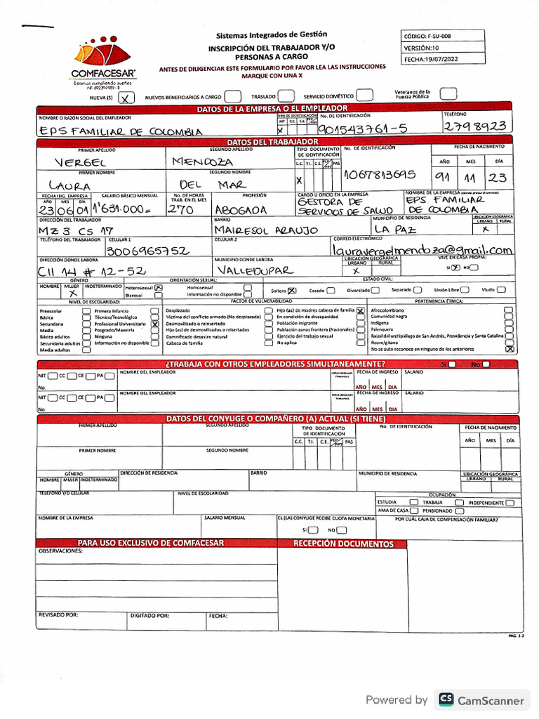 FORMULARIO COMFACESAR | PDF