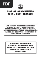 Code No. Code No.: Annexure List of Communiti Es | PDF | Tamil Nadu | Tamils