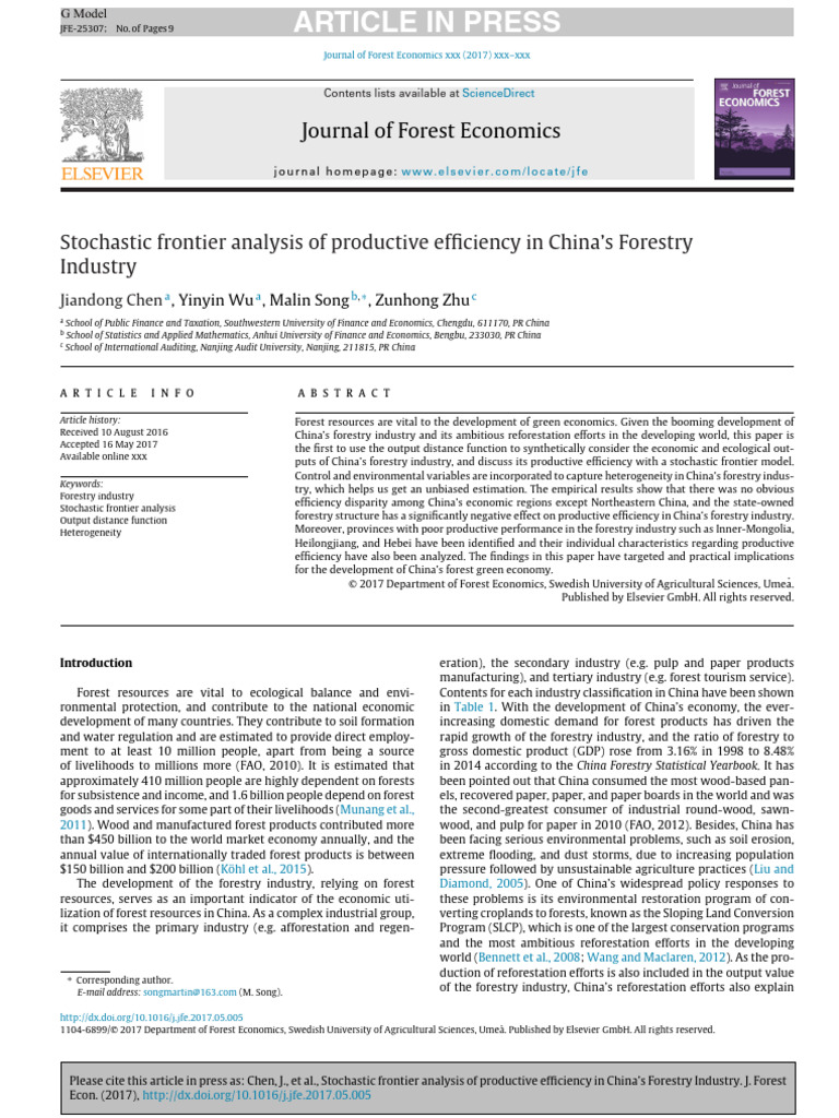 Stochastic Frontier Analysis (SFA) . | PDF