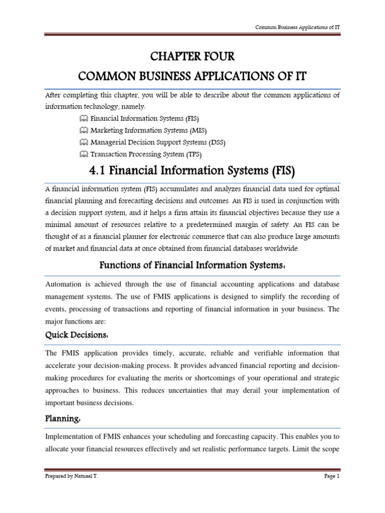 MIS - Chapter 4 Common Business Applications of IT | PDF | Computing | Business