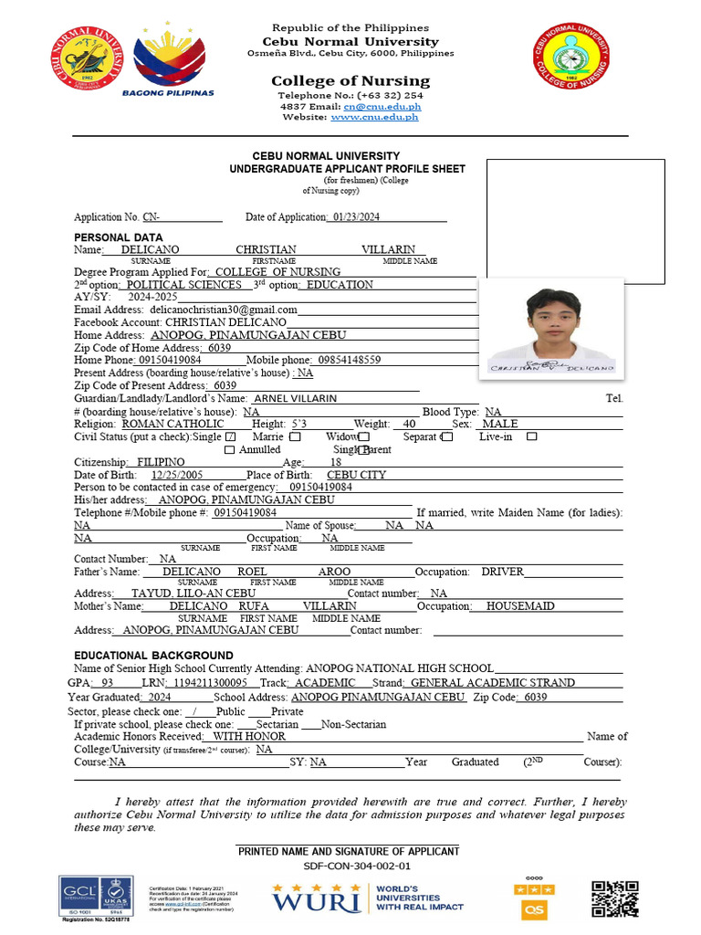 Christia Delicano Application | PDF | Wellness