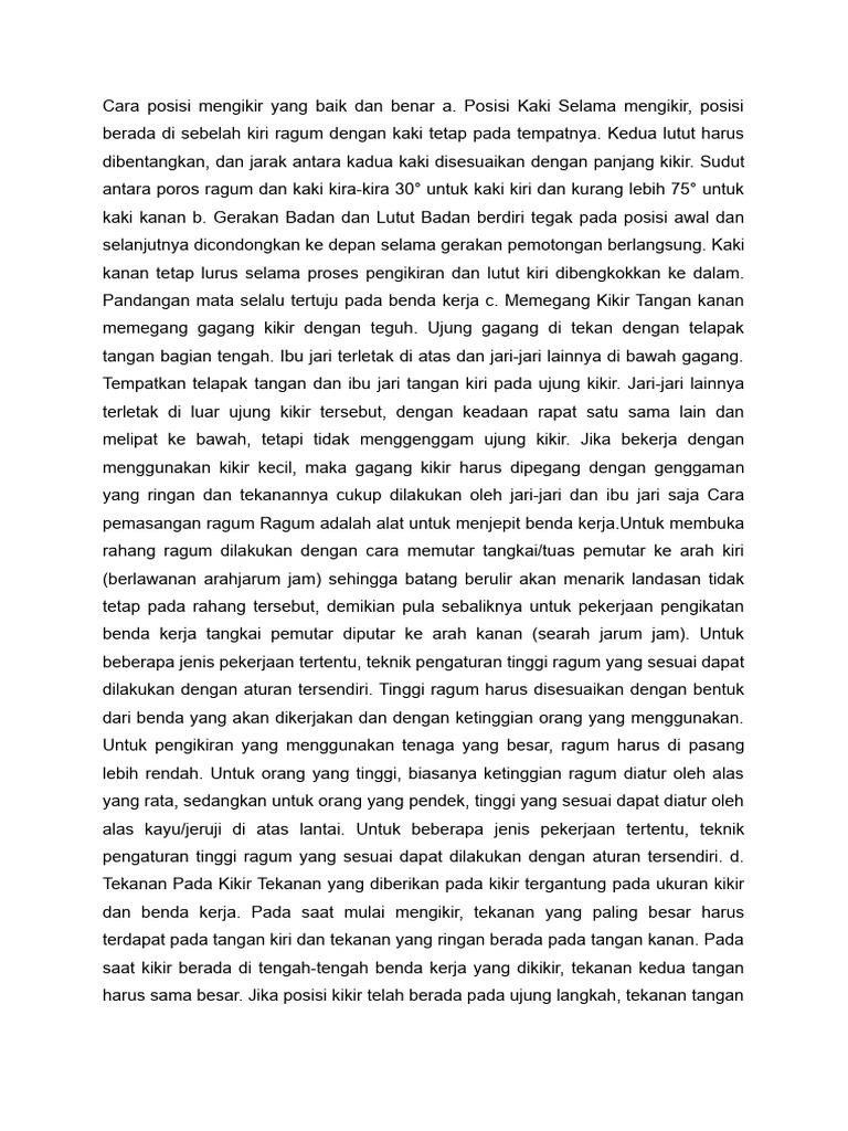 Cara posisi mengikir yang baik dan benar a | PDF