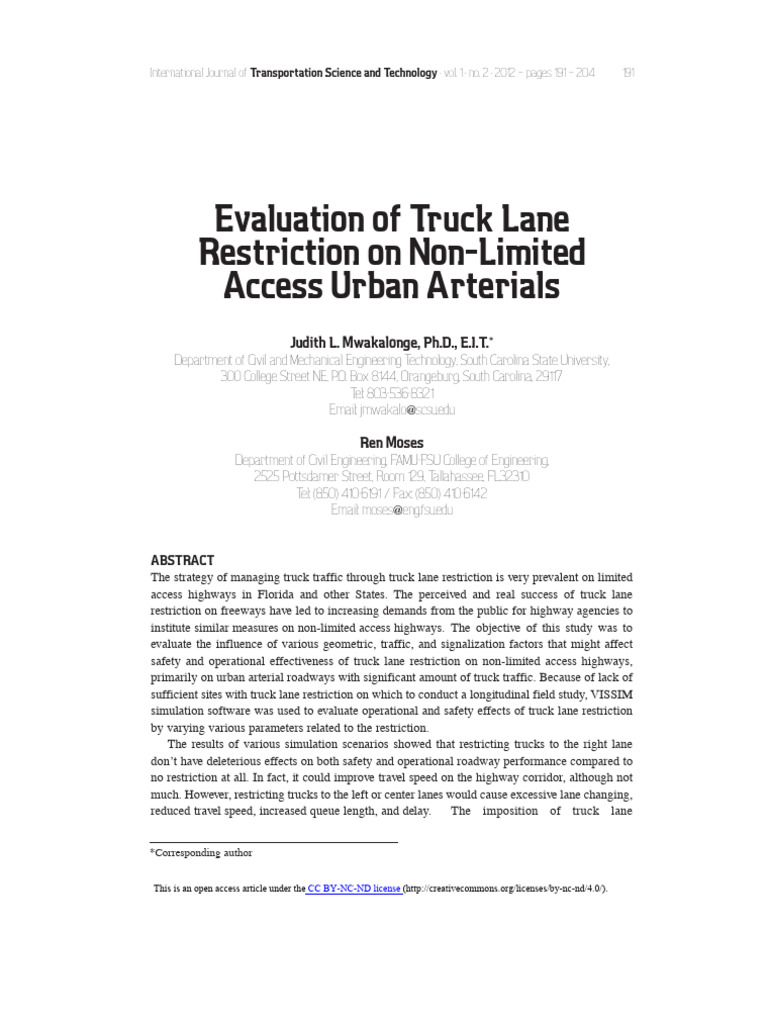Truck Lane Restrictions on Urban Arterials | PDF | Traffic | Lane