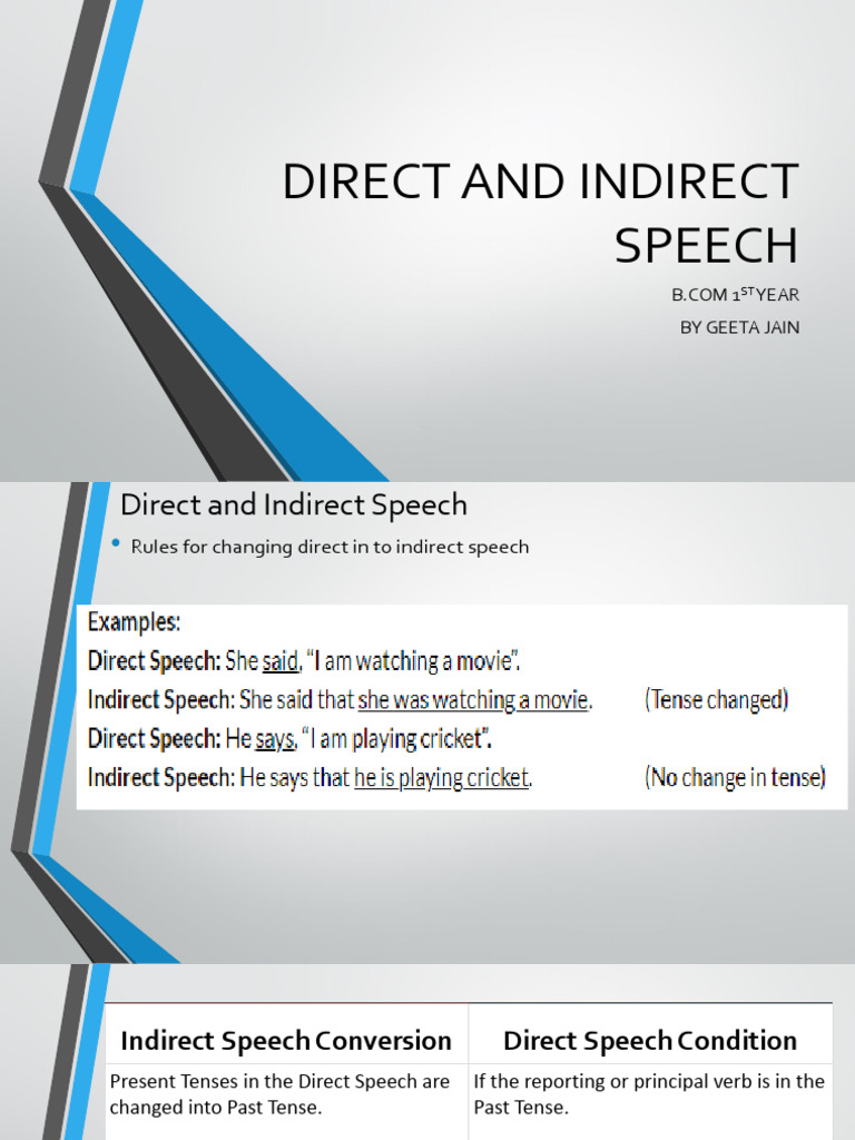 Direct and Indirect | PDF | Question | Verb