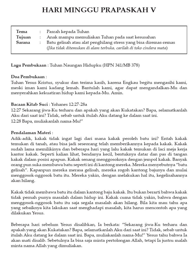 16 HM Prapaskah V - 17 Maret 2024 | PDF | Pengembangan Diri | Agama ...