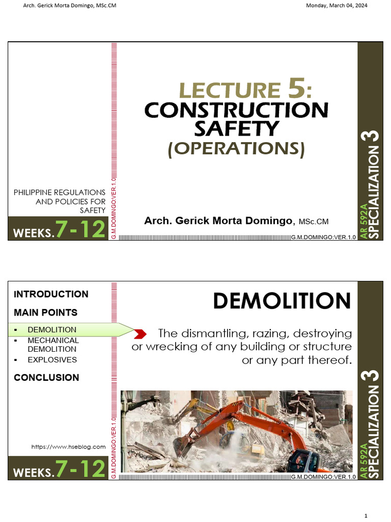 L5 MT CONSTRUCTION SAFETY OPERATIONS 1 v1.0.gmd | PDF | Demolition ...