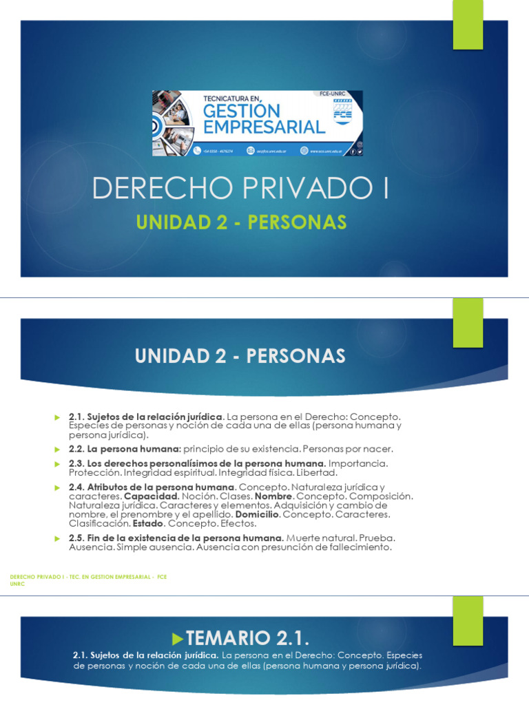 Personas en Derecho Privado: Conceptos Clave | PDF | Derechos ...