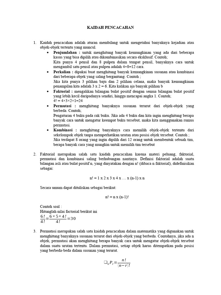 Kaidah Pencacahan | PDF