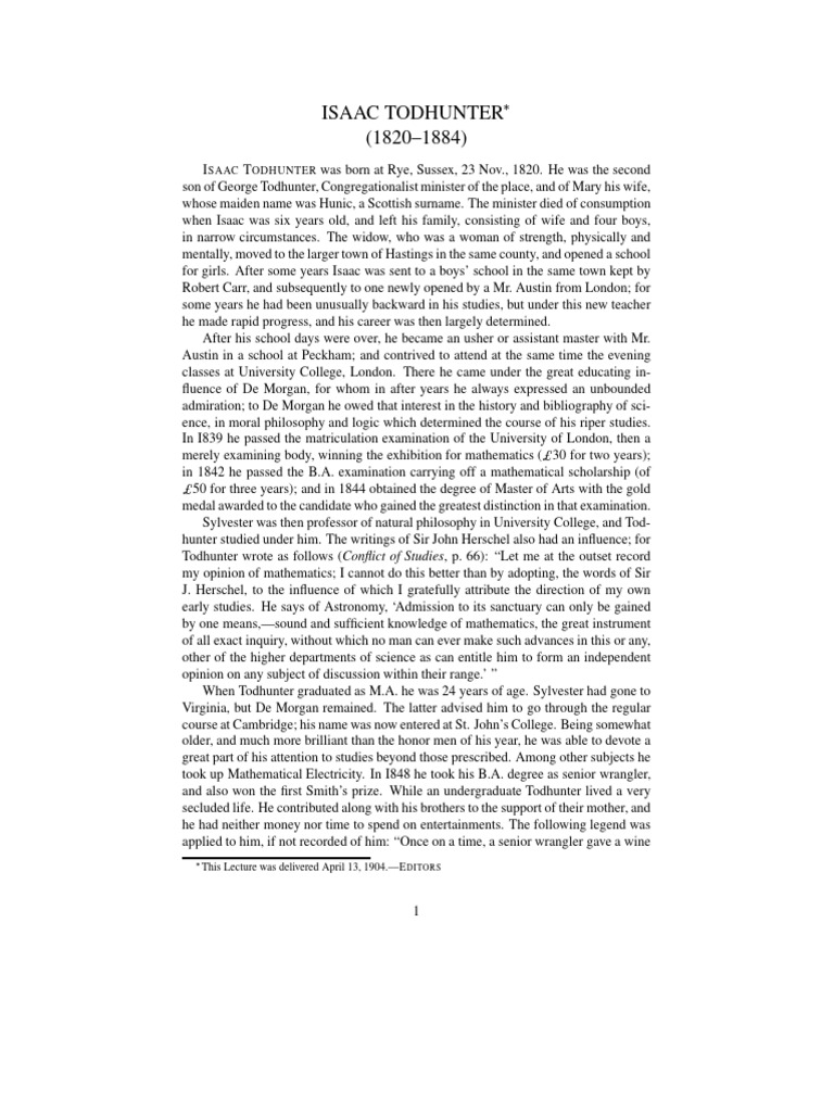 Isaac Todhunter: Mathematician and Educator | PDF | Mathematics | Geometry