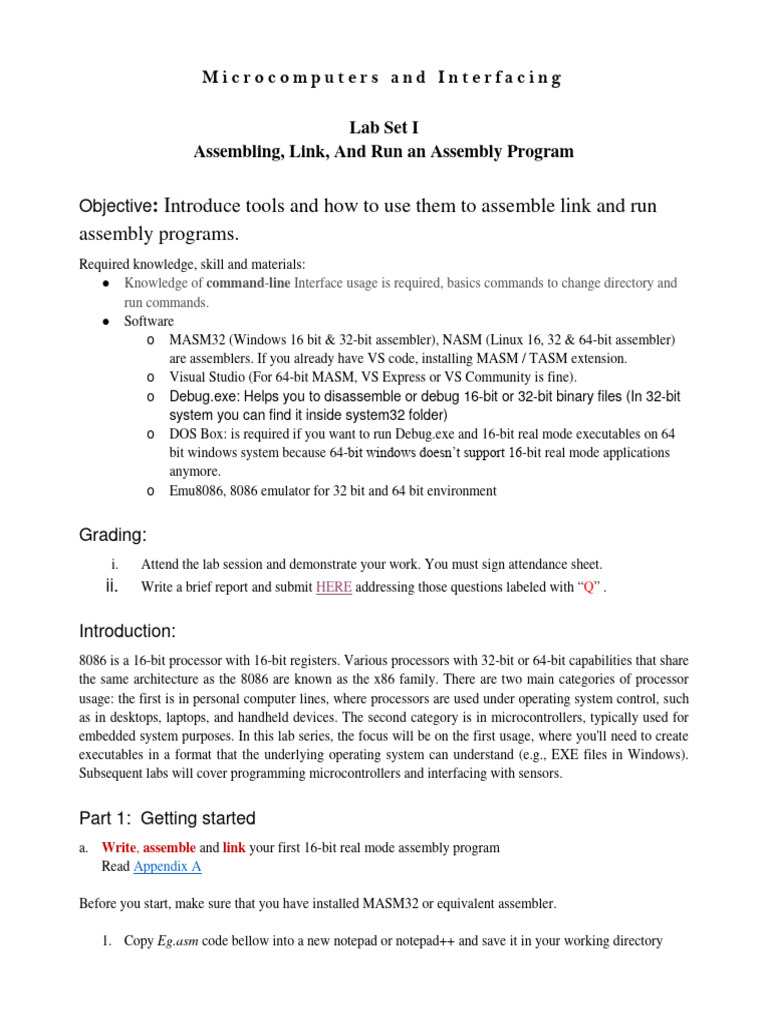 Lab set I(new) | PDF | X86 Architecture | Computer Engineering