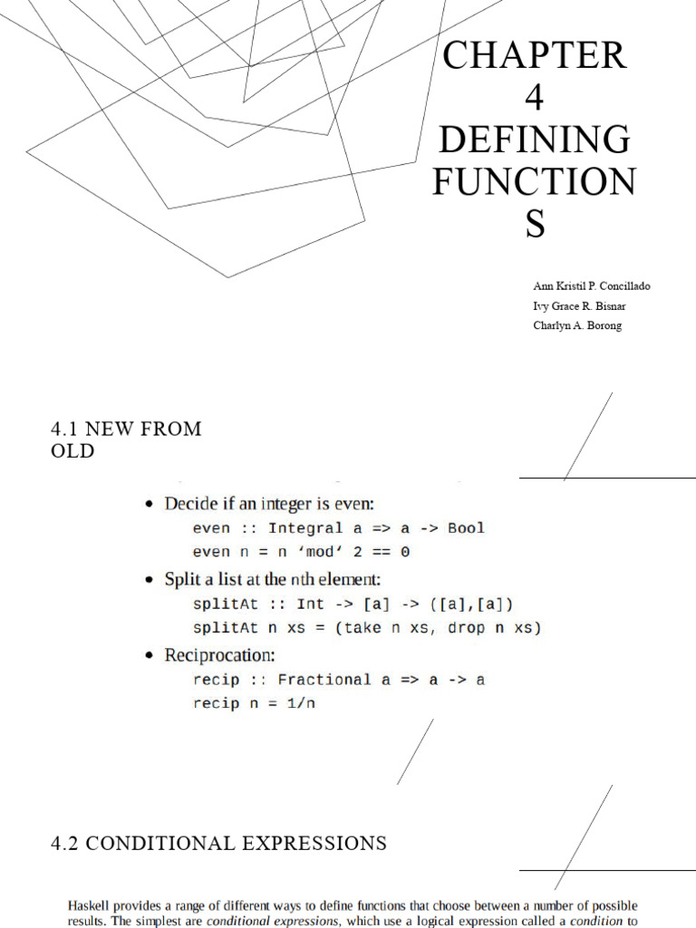 Haskell CHAPTER4 DefiningFunctions | PDF | Function (Mathematics) | Parameter (Computer Programming)