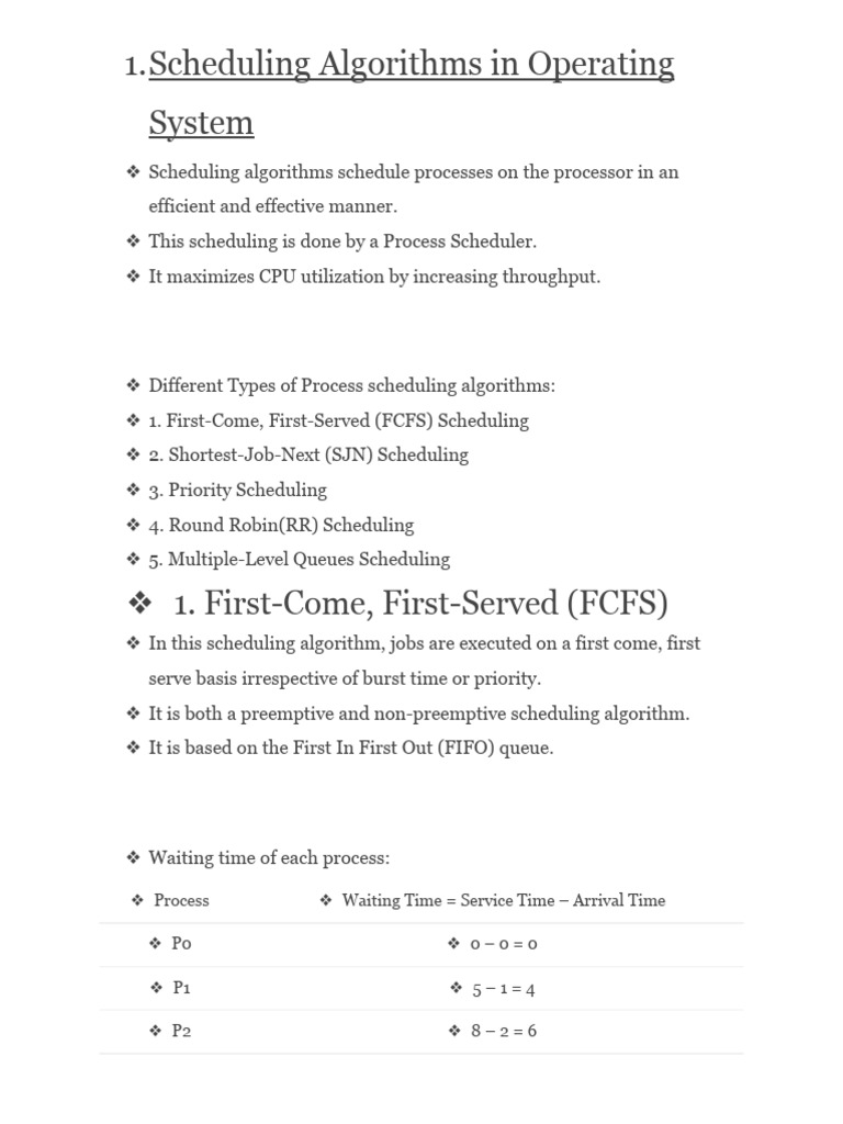 Scheduling Algorithms in Operating System | Download Free PDF ... Scheduling Algorithms in Operating System | Download Free PDF ...
