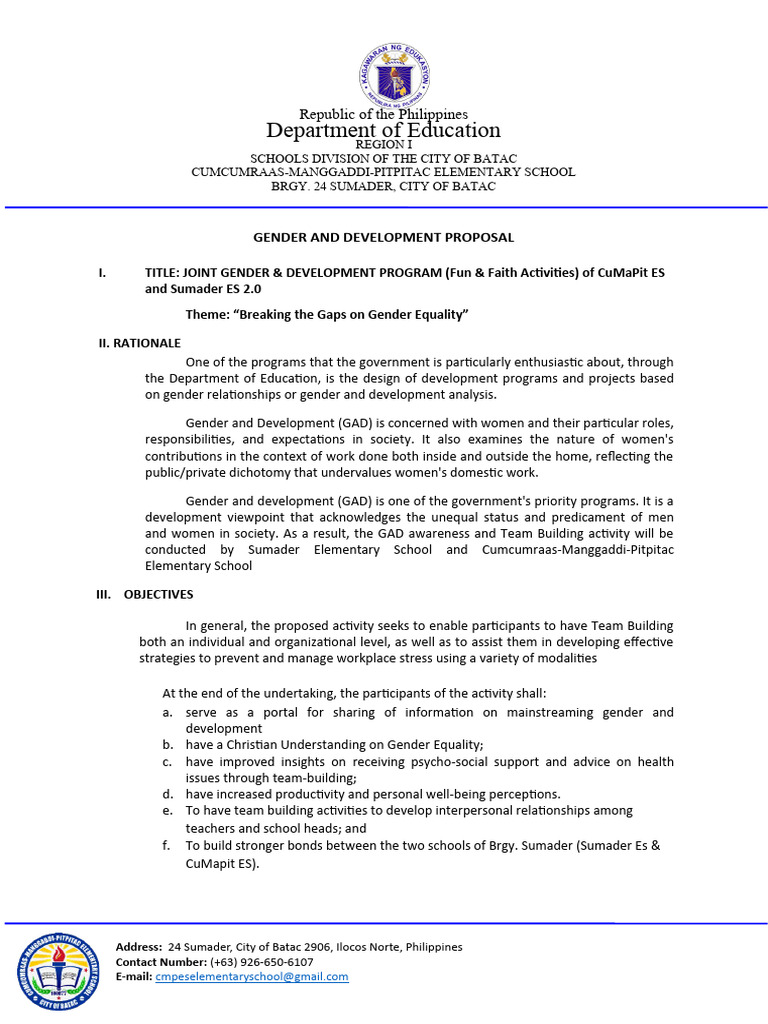 GAD Proposal Cumapit 2023 | PDF