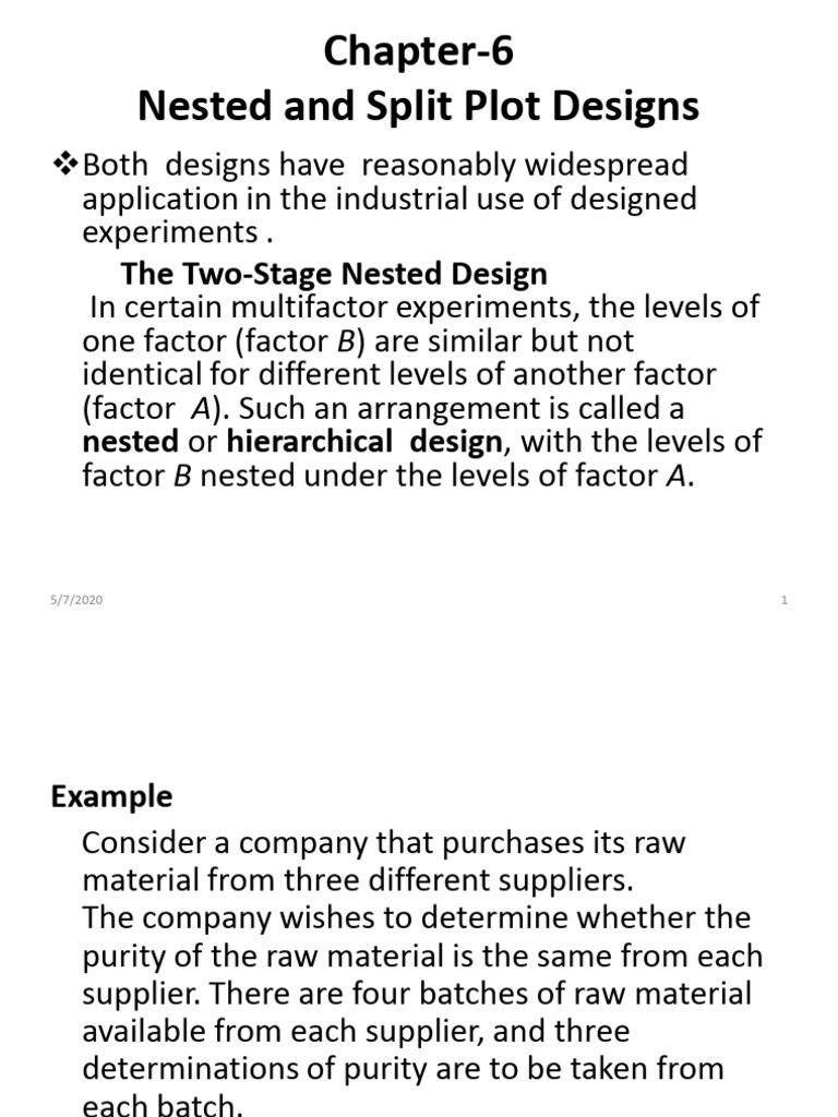 6chapter-6 (Nested and Split Plot Design) - 1 | PDF | Analysis Of ... 6chapter-6 (Nested and Split Plot Design) - 1 | PDF | Analysis Of ...