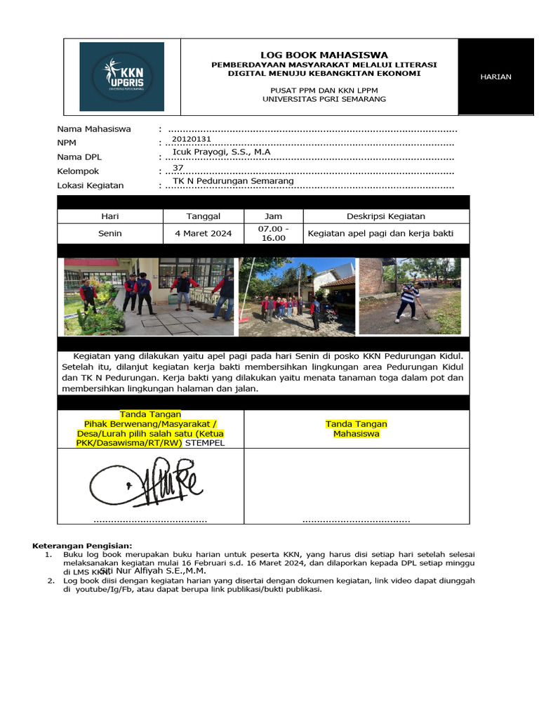 Minggu 3 - Logbook KKN | PDF | Ilmu Sosial | Seni