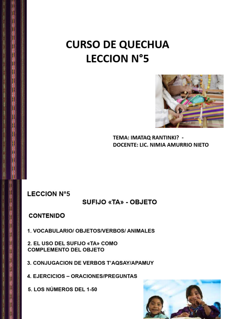 Leccion N°5 Quechua | PDF