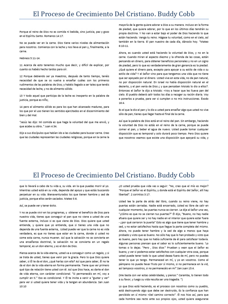 El Proceso de Crecimiento Del Cristiano. Buddy Cobb | PDF | Amor | Dios