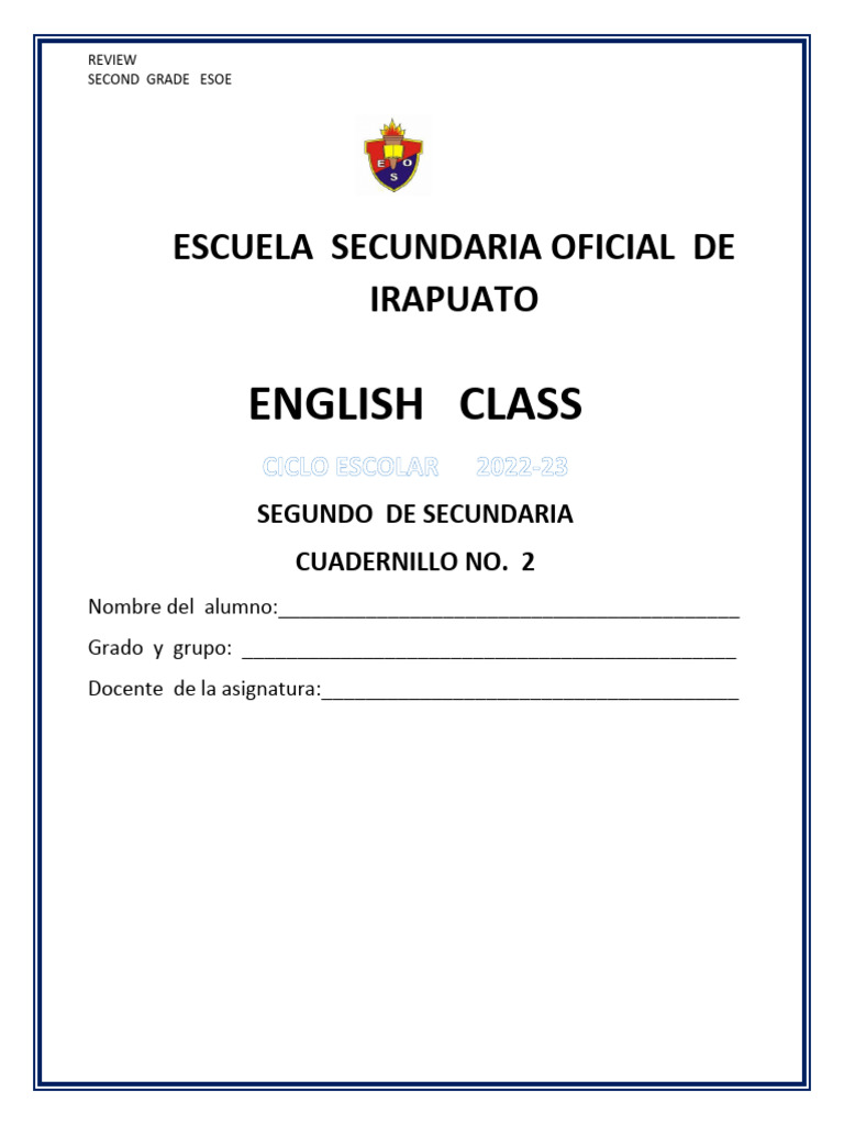 Second Grade ESOE English Review Guide | PDF