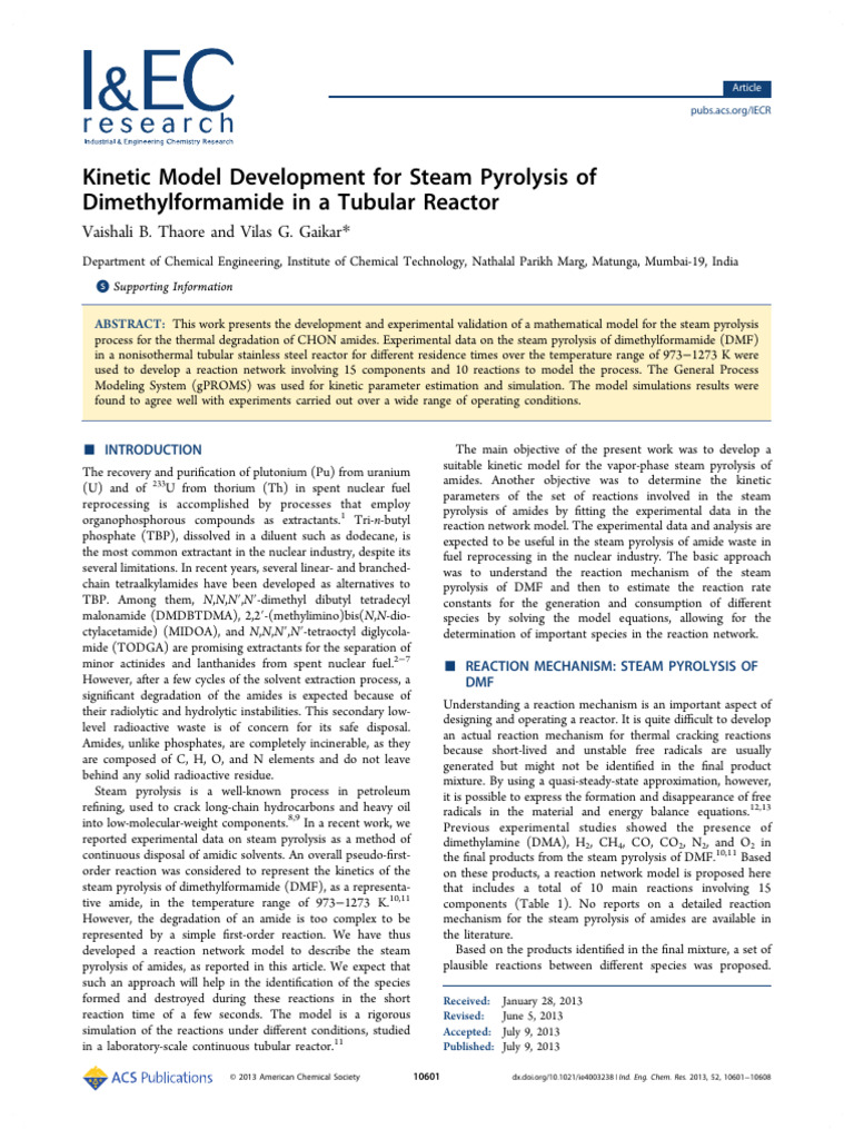 Kinetic Model Development For Steam Pyro | PDF | Methane | Chemical ...