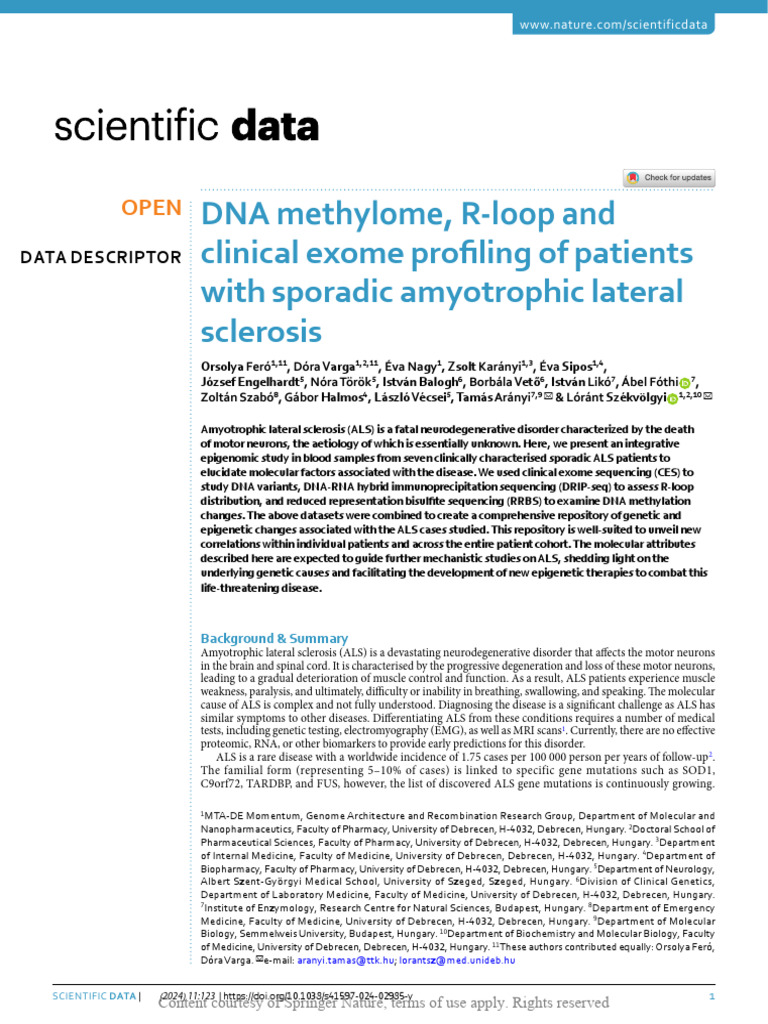 DNA Methylome R-Loop and Clinical Exome Profiling | PDF | Dna ...