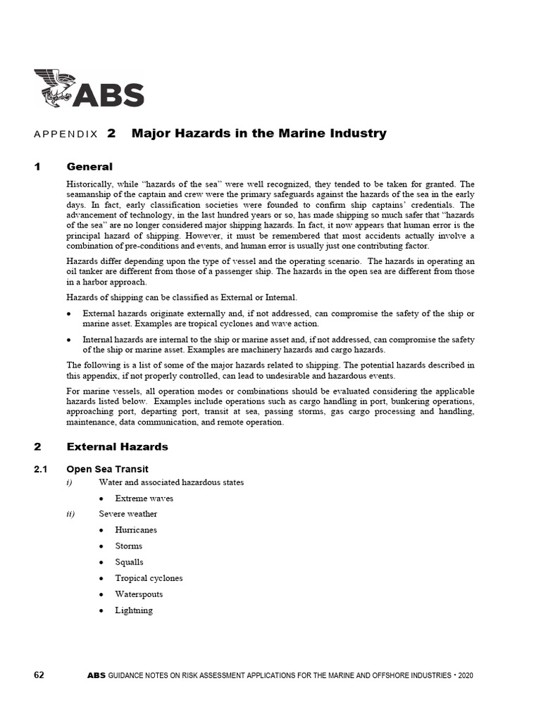 Major Hazard in Marine Industry | PDF