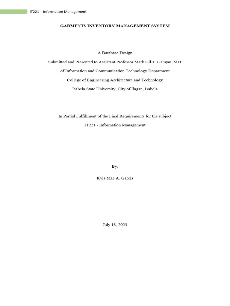 Garcia, Kyla Mae A. - Final Requirements | PDF | Inventory | Computing