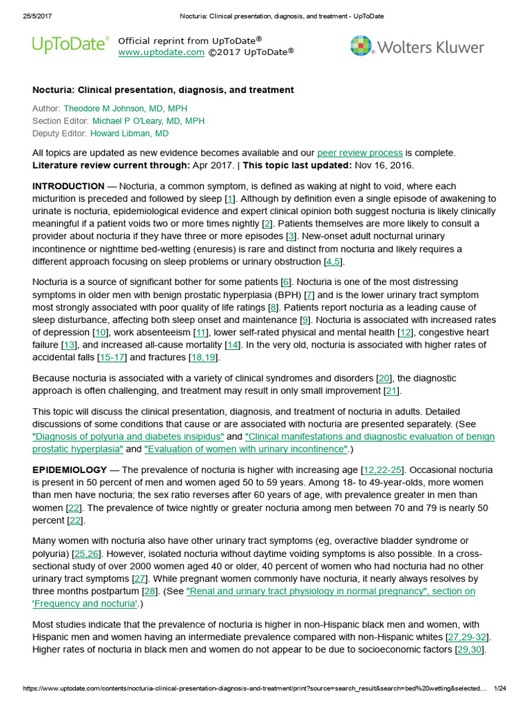 Nocturia - Clinical Presentation, Diagnosis, and Treatment - UpToDate ...