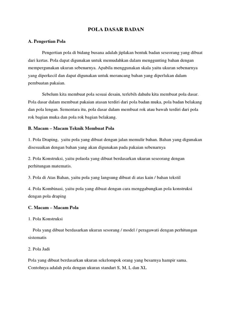 MATERI POLA DASAR BADAN Kelas 12 | PDF