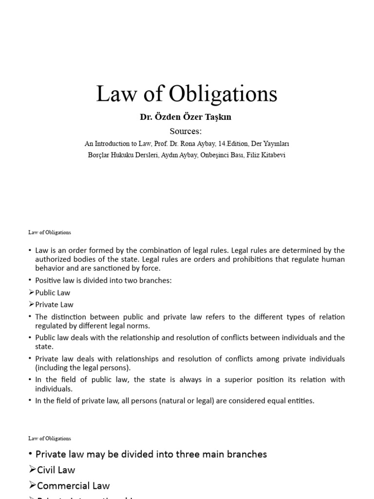 Law of Obligations-Lecture 1 | PDF | Law Of Obligations | Business Law