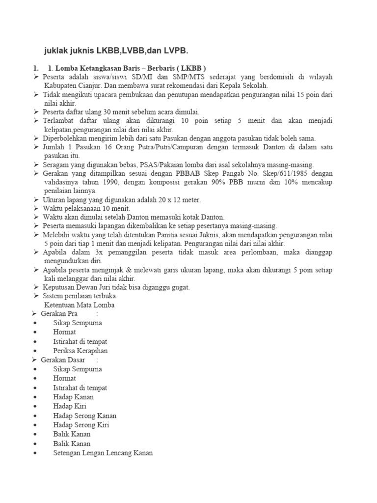 Juklak Juknis LKBB | PDF