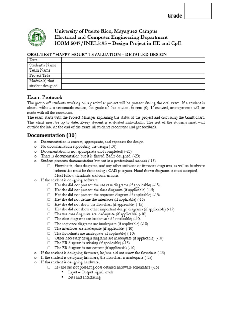Oral Exam 1 Eval Form | PDF